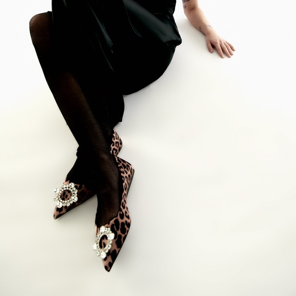 Zara | Shoes | Zara Embellished Leopard Print Ballet Flat Nwt | Poshmark